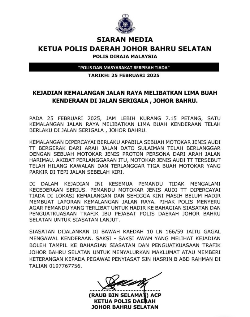 【至今未去Balai！】新加坡Audi TT『在JB撞4车』后抱狗逃跑！网民扒出女车主黑料！（内附影片） - NOODOU