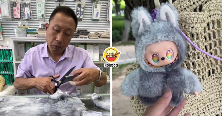 【满满父爱的“隐藏版”！】女儿抢不到Labubu，爸爸亲手缝制一只“独一无二”的送她！（内附影片） - NOODOU